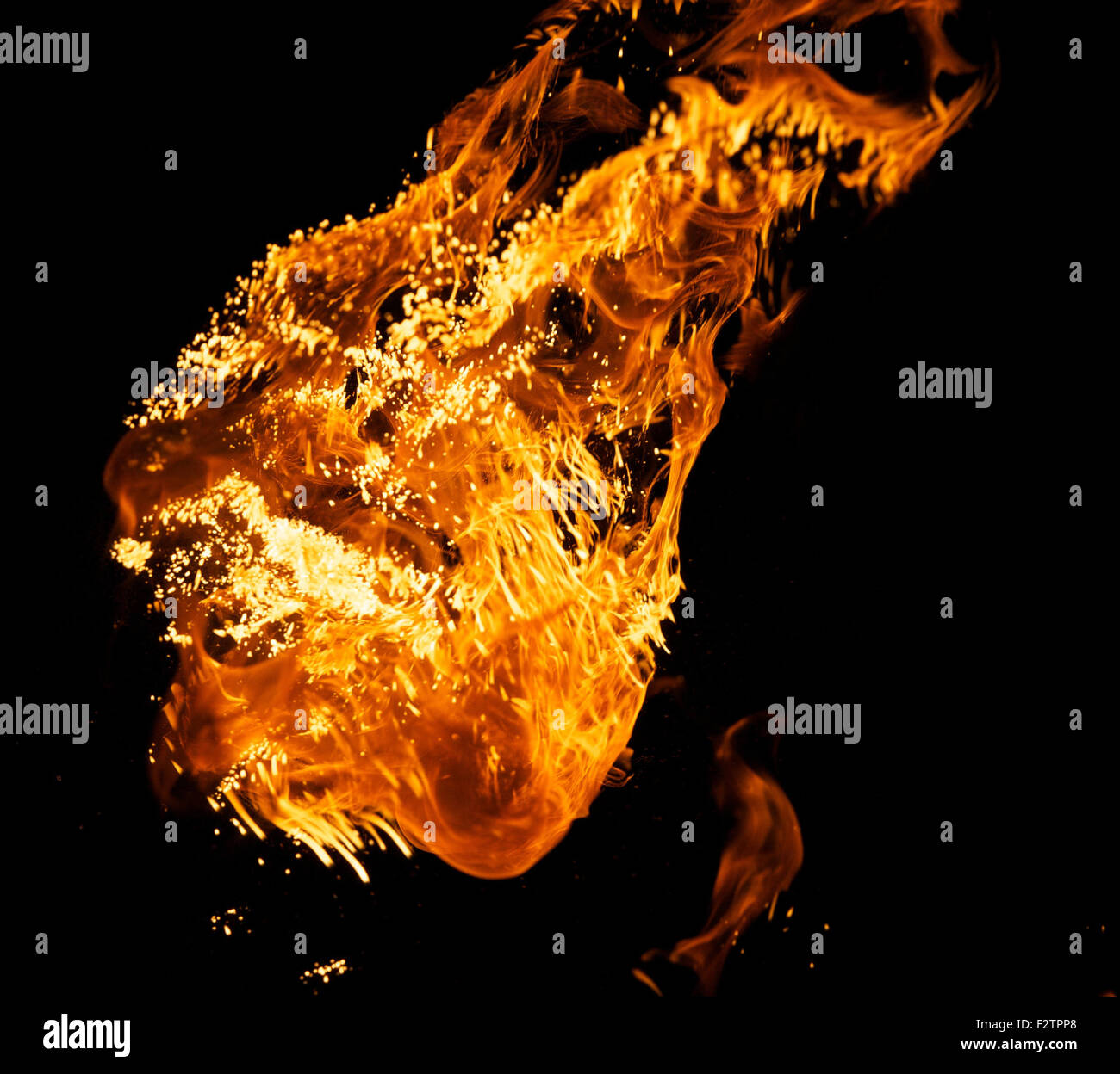 Fire explosion isolated on black background Stock Photo - Alamy