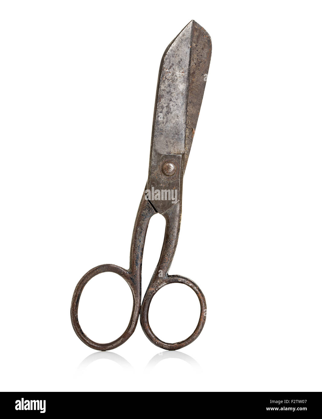 Vintage, old scissors close-up isolated on a white background Stock ...