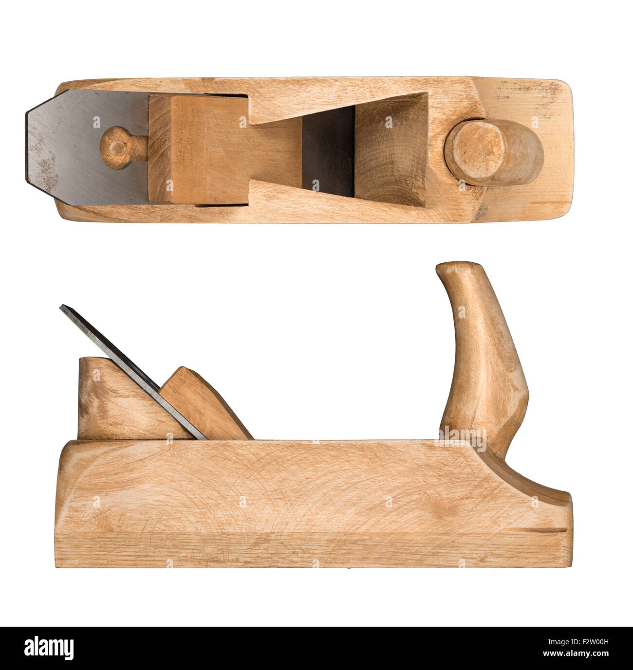 Old wooden hand plane for woodworking. Side and top view Stock Photo ...