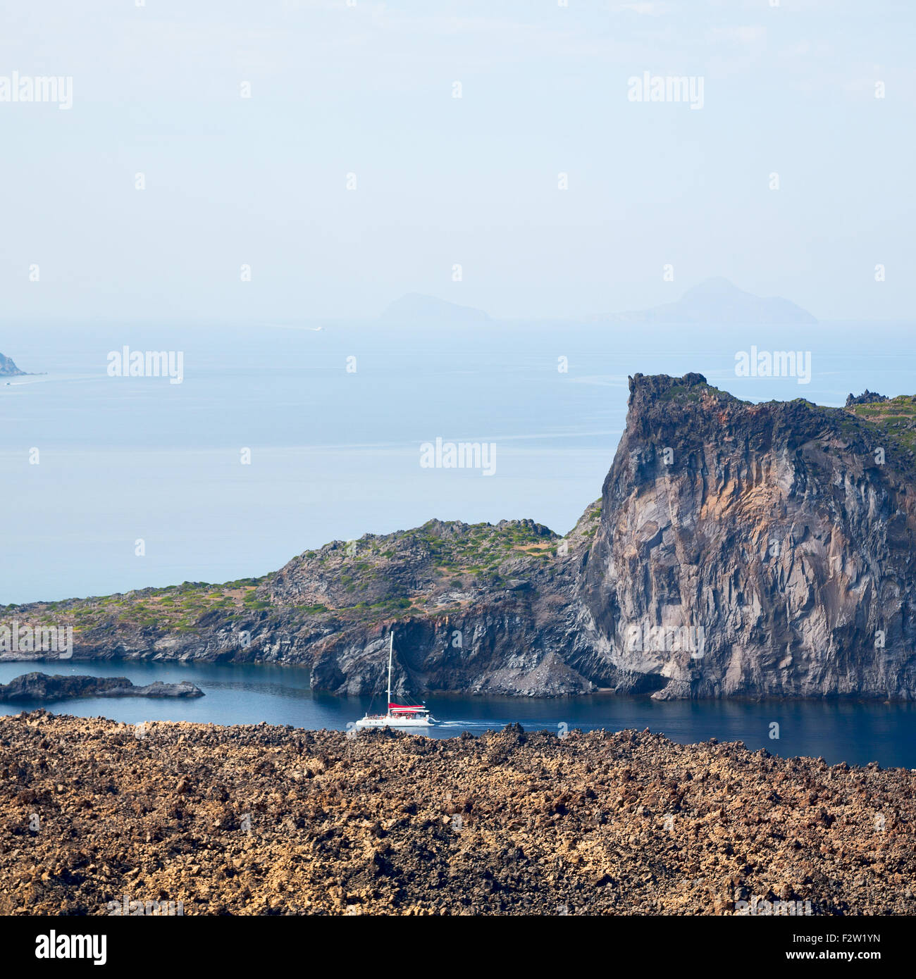volcanic land in europe santorini greece sky and mediterranean sea ...