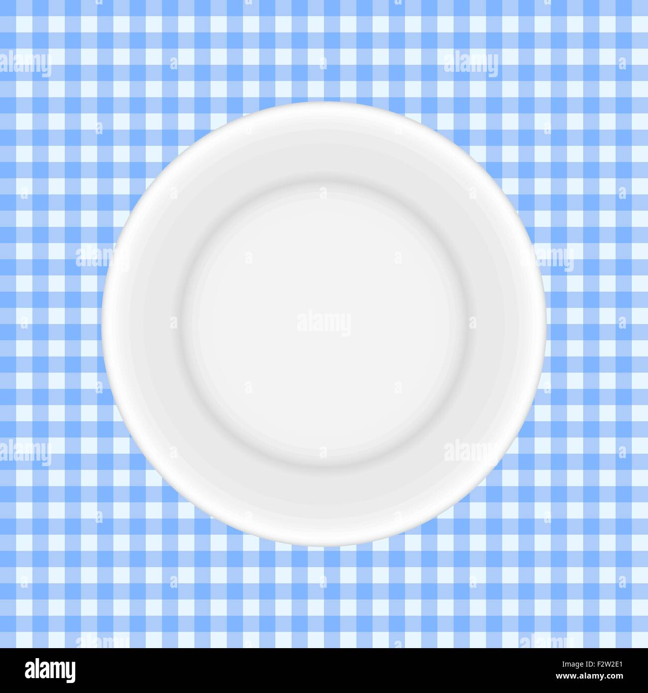 White Plate on a Checkered Tablecloth Vector Illustration Stock Vector ...