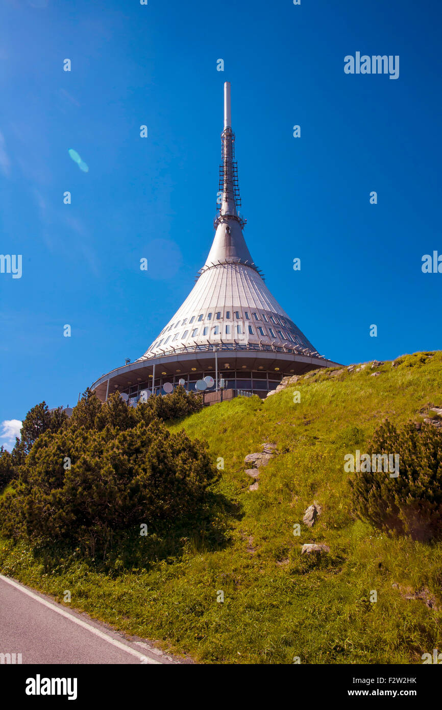 Jested lookout tower in summer, Liberec, Czech Republic, Europe Stock ...