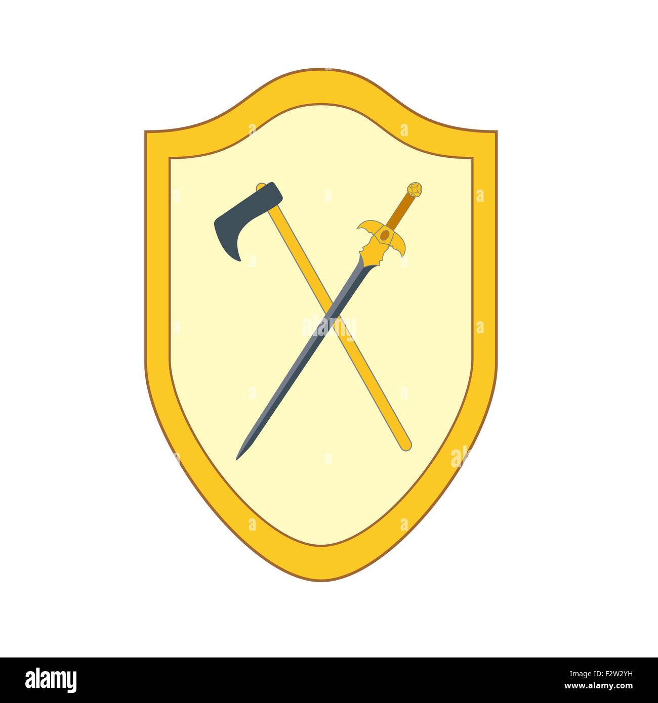 Cartoon shield and swords Cut Out Stock Images & Pictures - Alamy