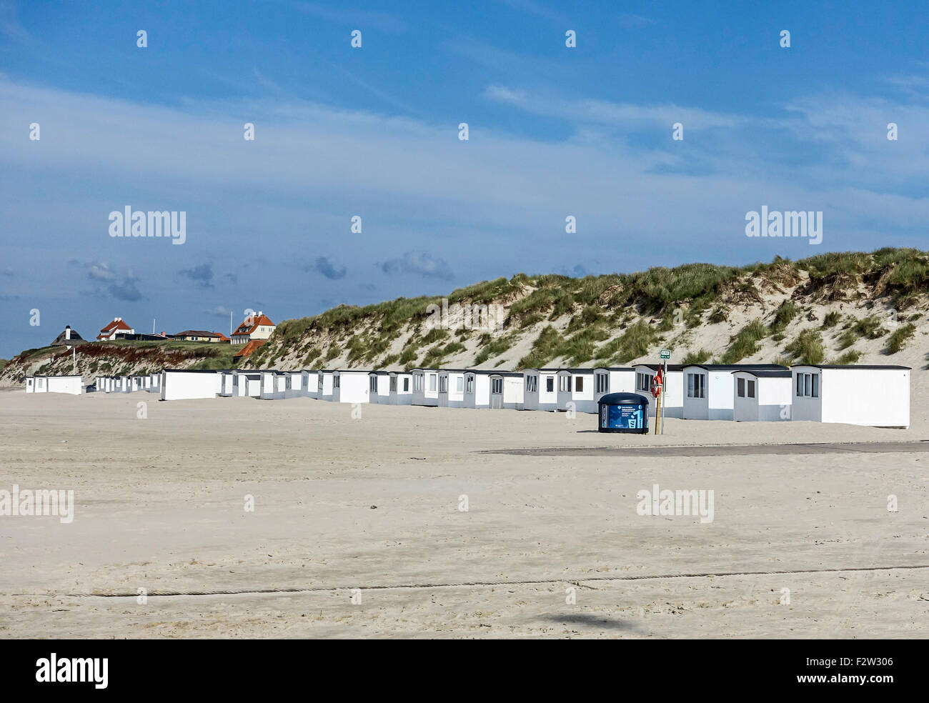 Loekken in Northern Jutland with sand dunes and beach huts Stock Photo ...