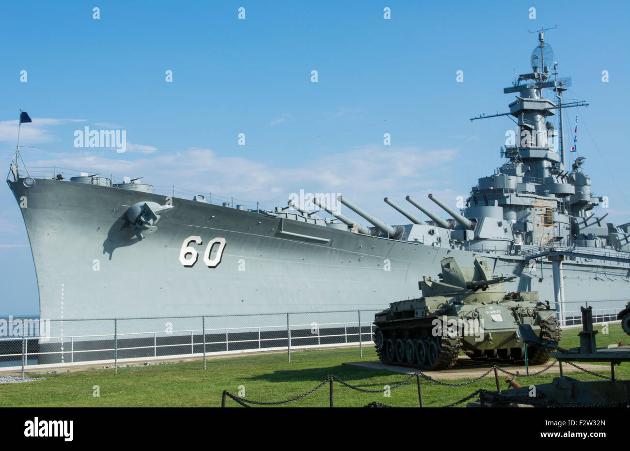 Mobile Alabama Battleship USS Alabama from World War II with tank at ...