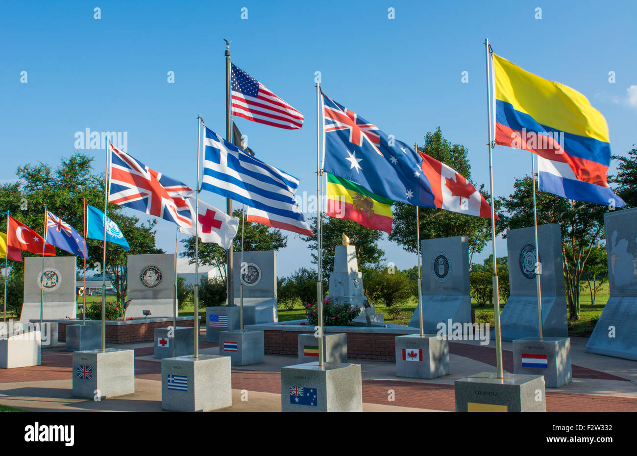 Mobile Alabama Korean Memorial Vickery's Bridge international flags at ...