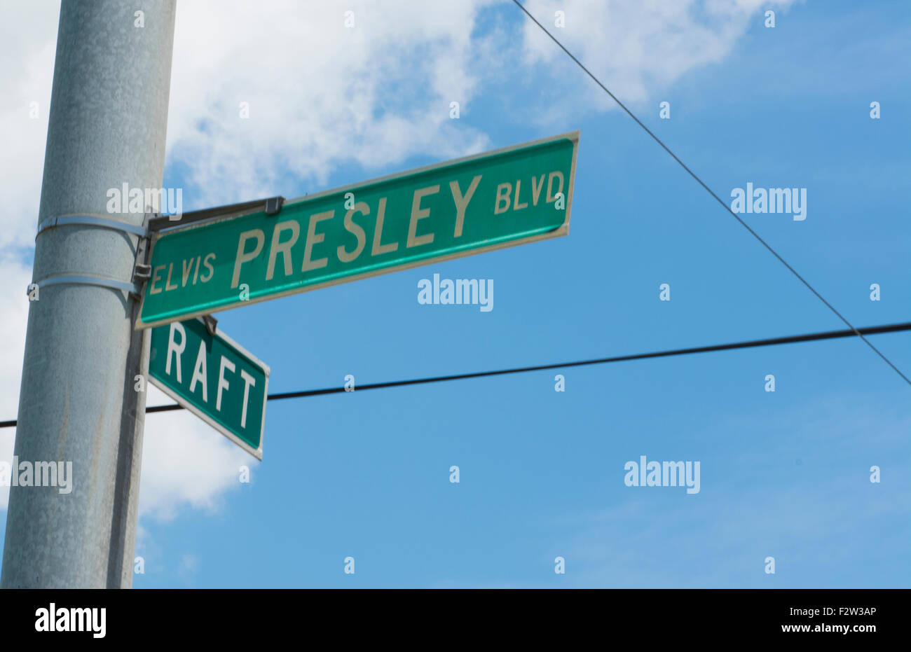 Memphis Tennessee sign off Elvis Presley Blvd at Graceland for tourists ...