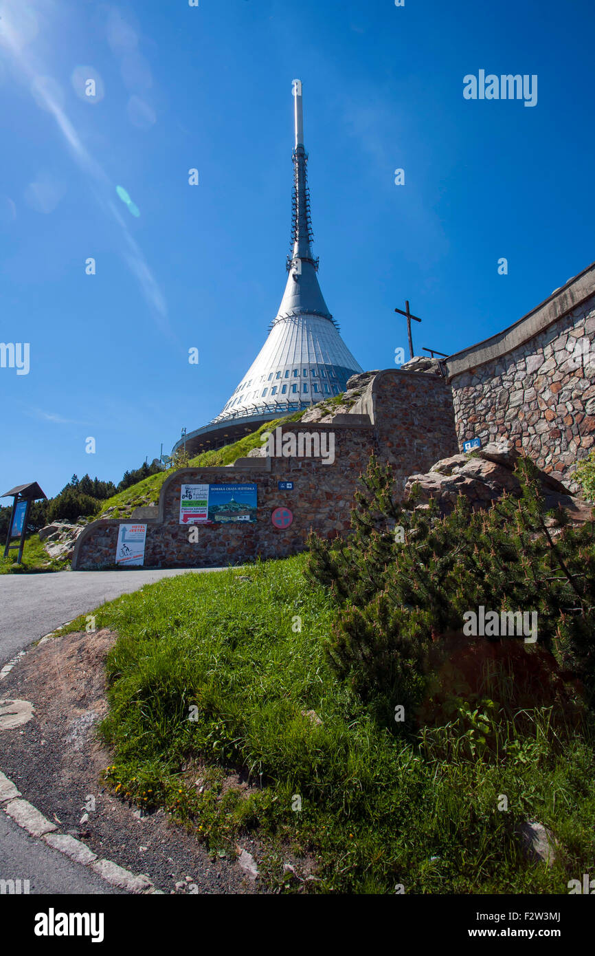 Jested lookout tower in summer, Liberec, Czech Republic, Europe Stock ...