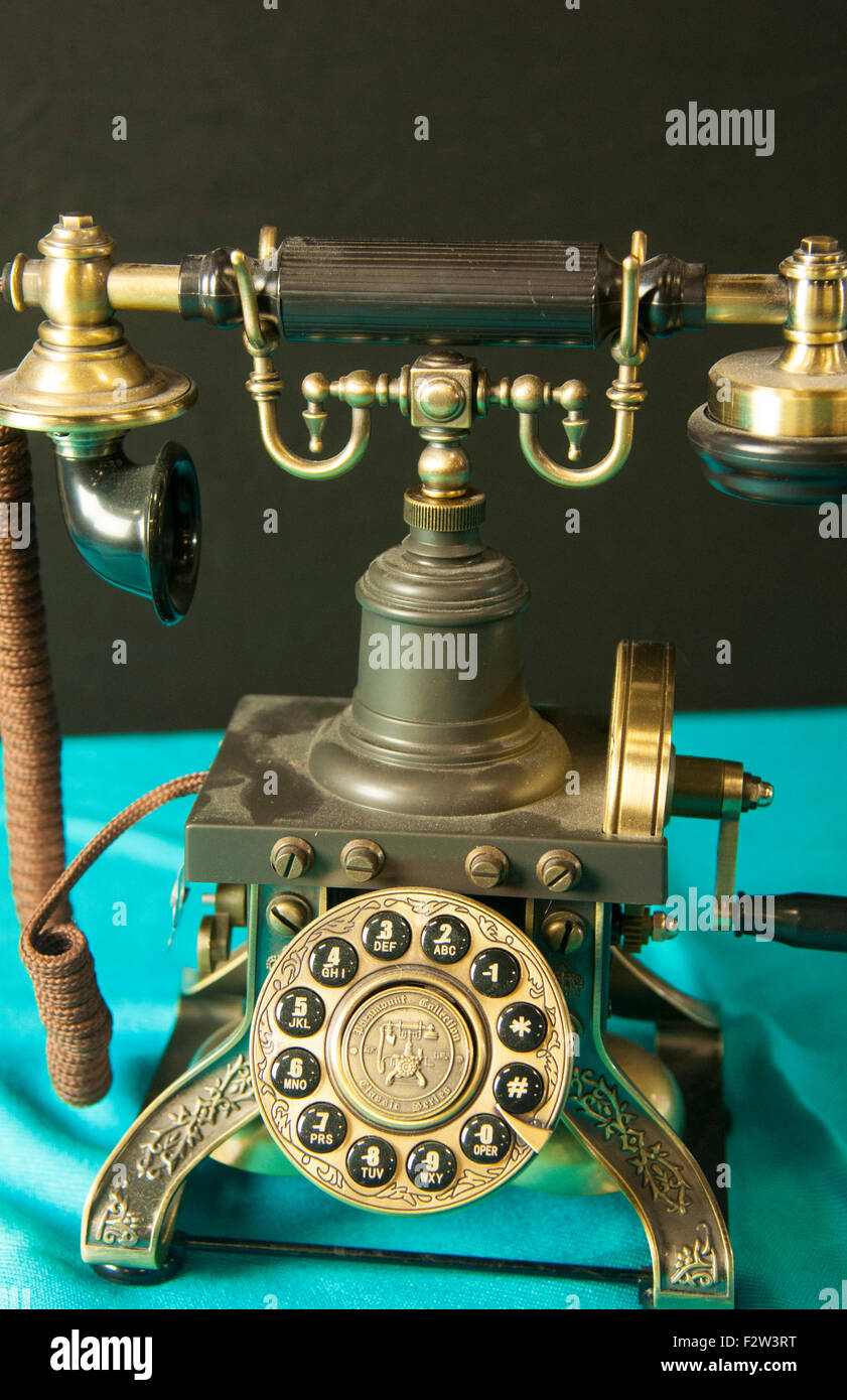 Close up abstract of an old fashioned push-button home telephone Stock ...