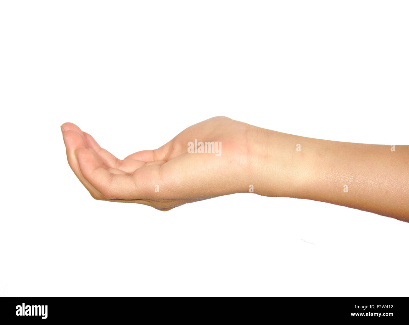 Caucasian man hand open and ready to help or receive. Gesture isolated ...
