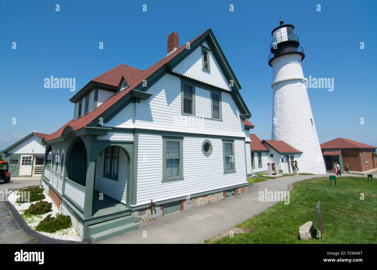 Portland Maine lighthouse famous Portland Head Light white with house ...