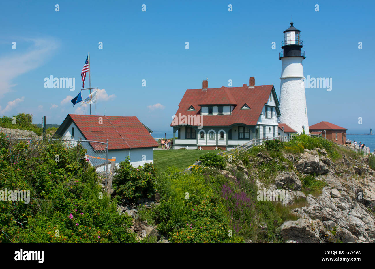 Portland Maine lighthouse famous Portland Head Light white with house ...