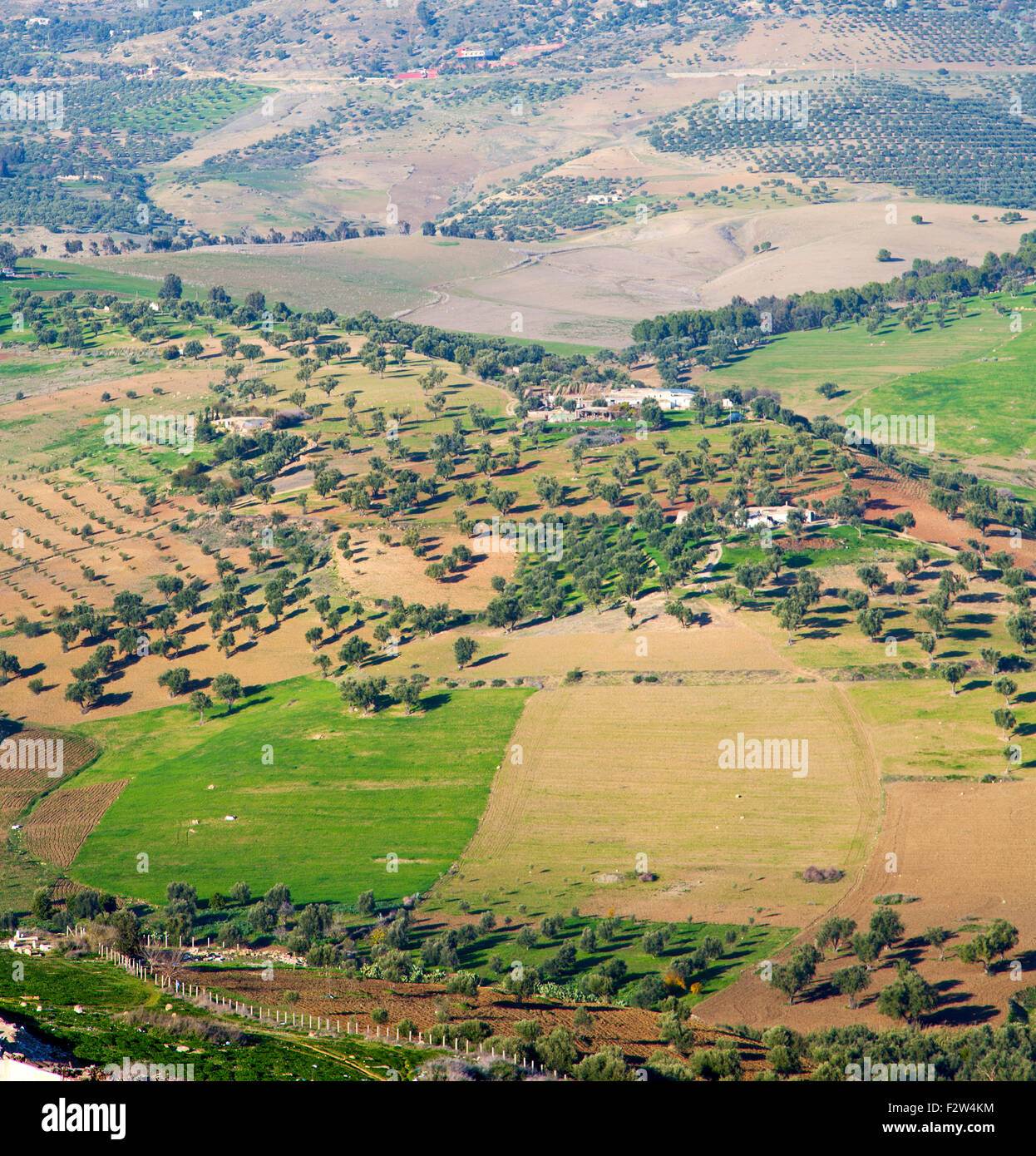 from high in the village morocco africa field and constructions Stock ...