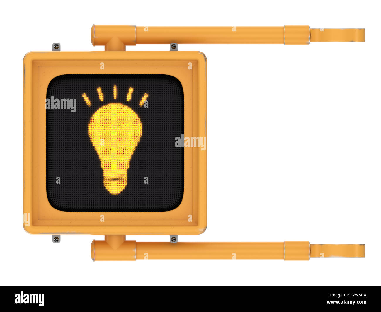 Yellow lightly worn street crossing sign with glowing lightbulb idea ...