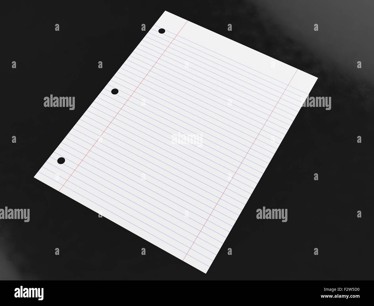 Blank lined paper on a glossy black surface Stock Photo - Alamy