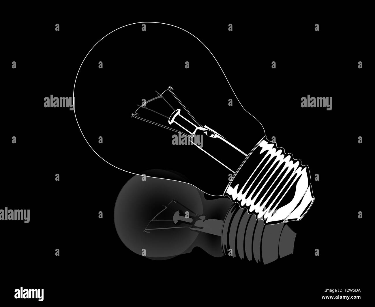 White and black opposite reflection lightbulb illustration isolated on ...