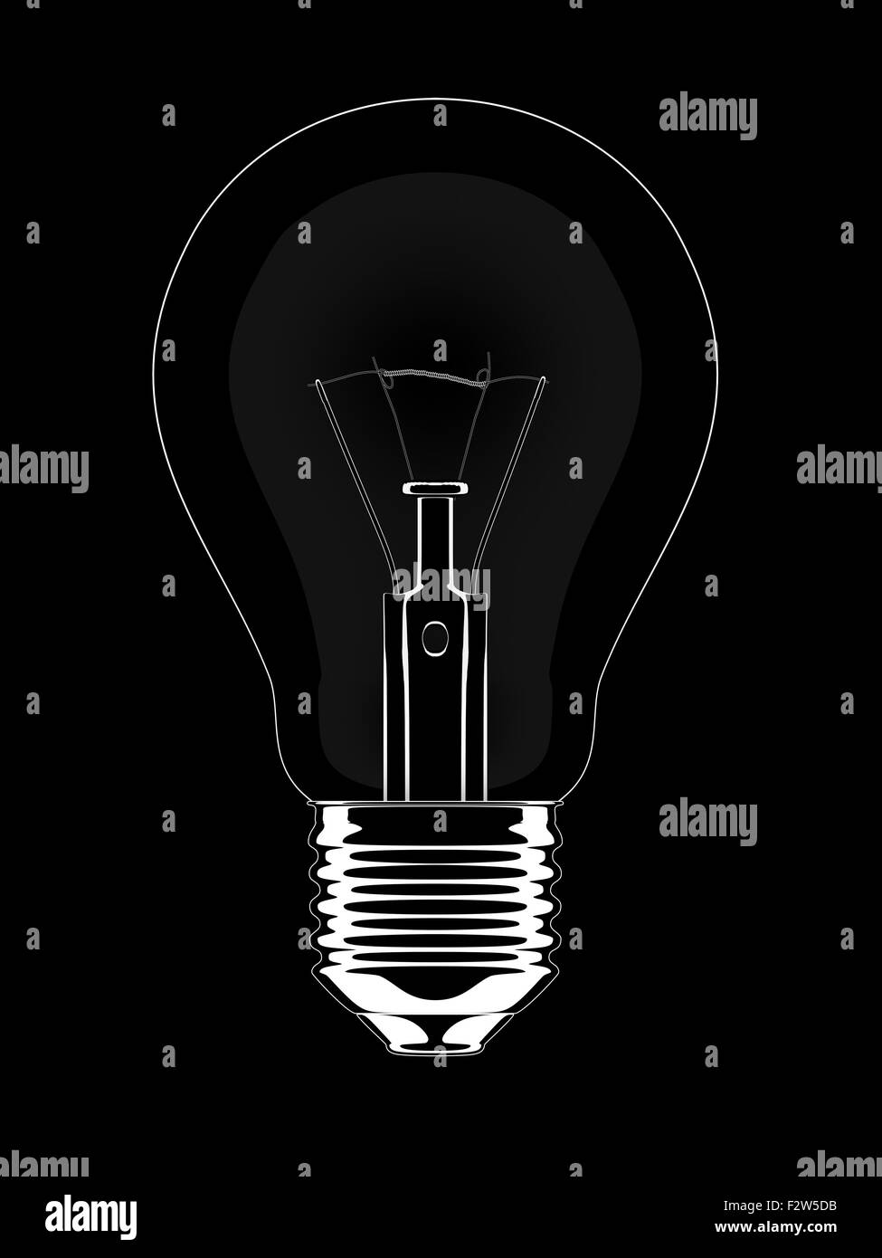 White lightbulb line graphic isolated on a black background Stock Photo ...