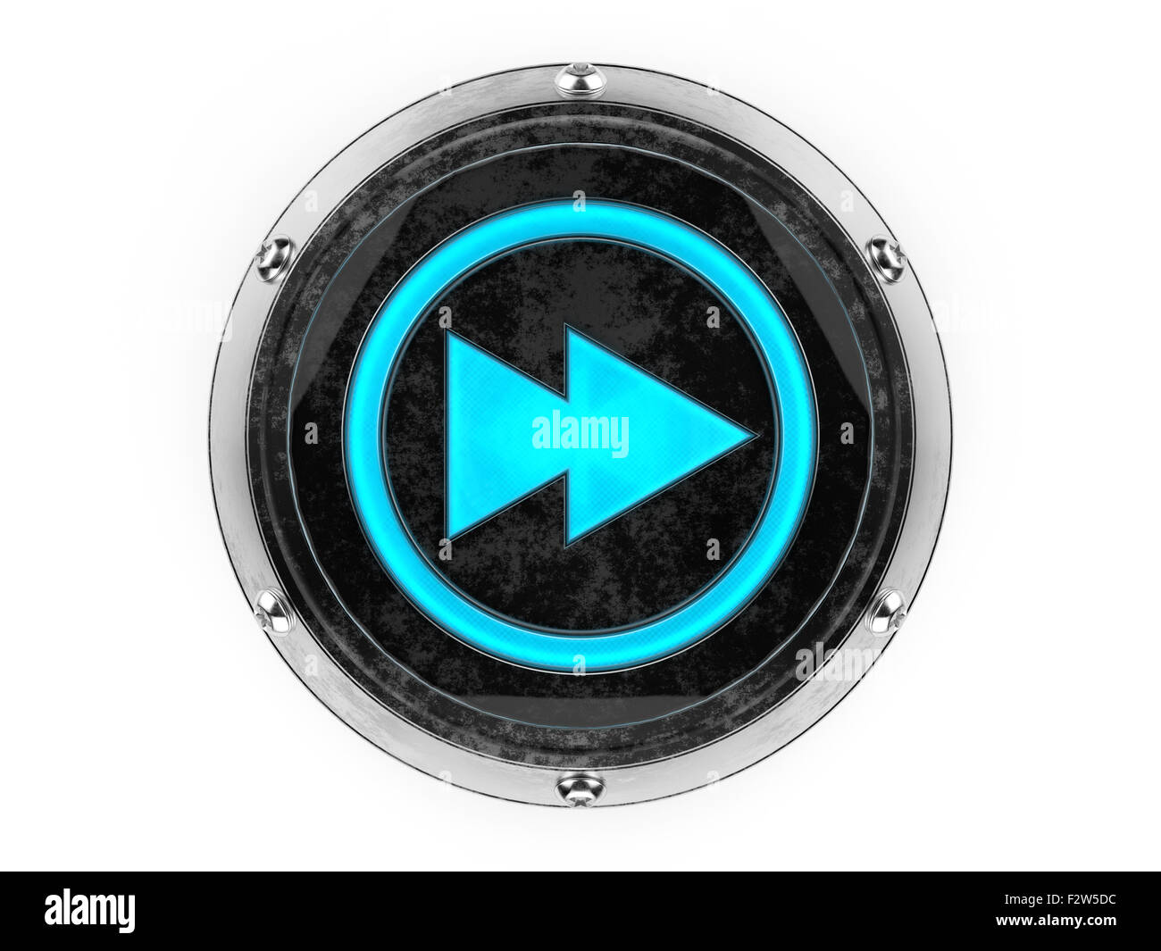 Glass and metal circle fast forward symbol graphic element isolated on ...