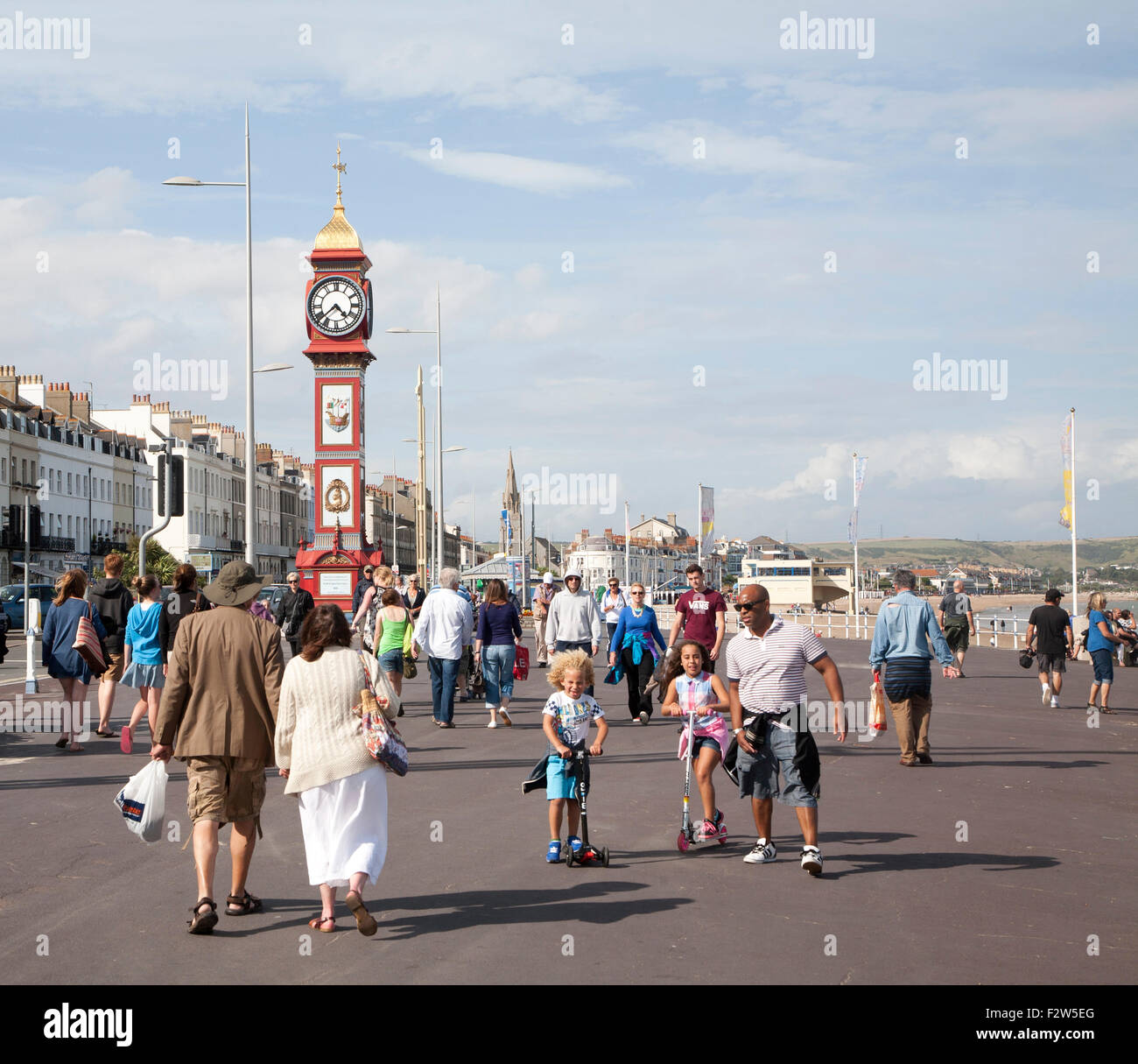 The Jubilee clock tower seafront promenade Weymouth, Dorset, England ...