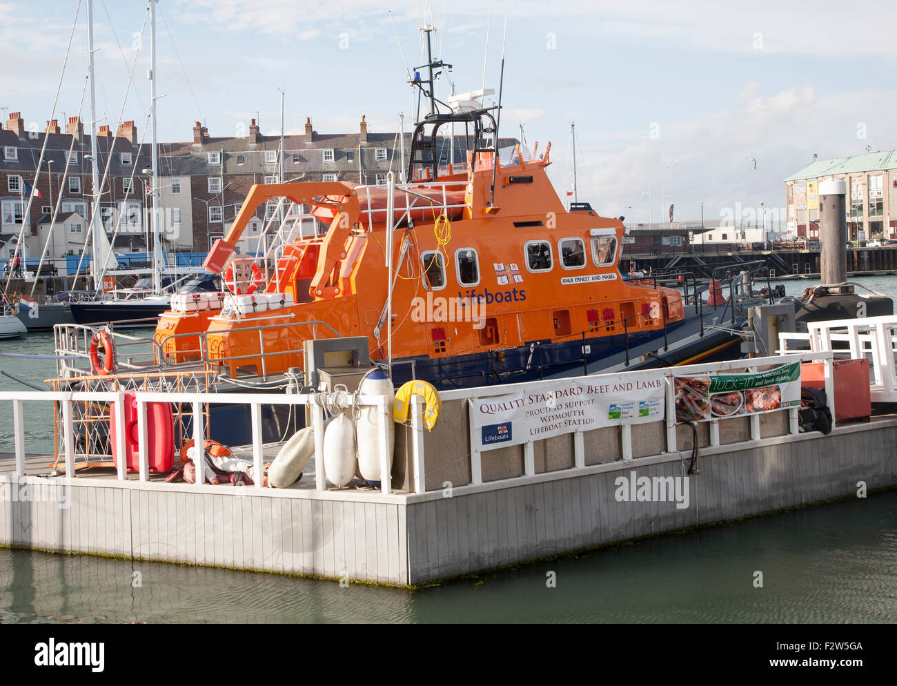 Lifeboat in the harbour at Weymouth, Dorset, England, UK Stock Photo ...