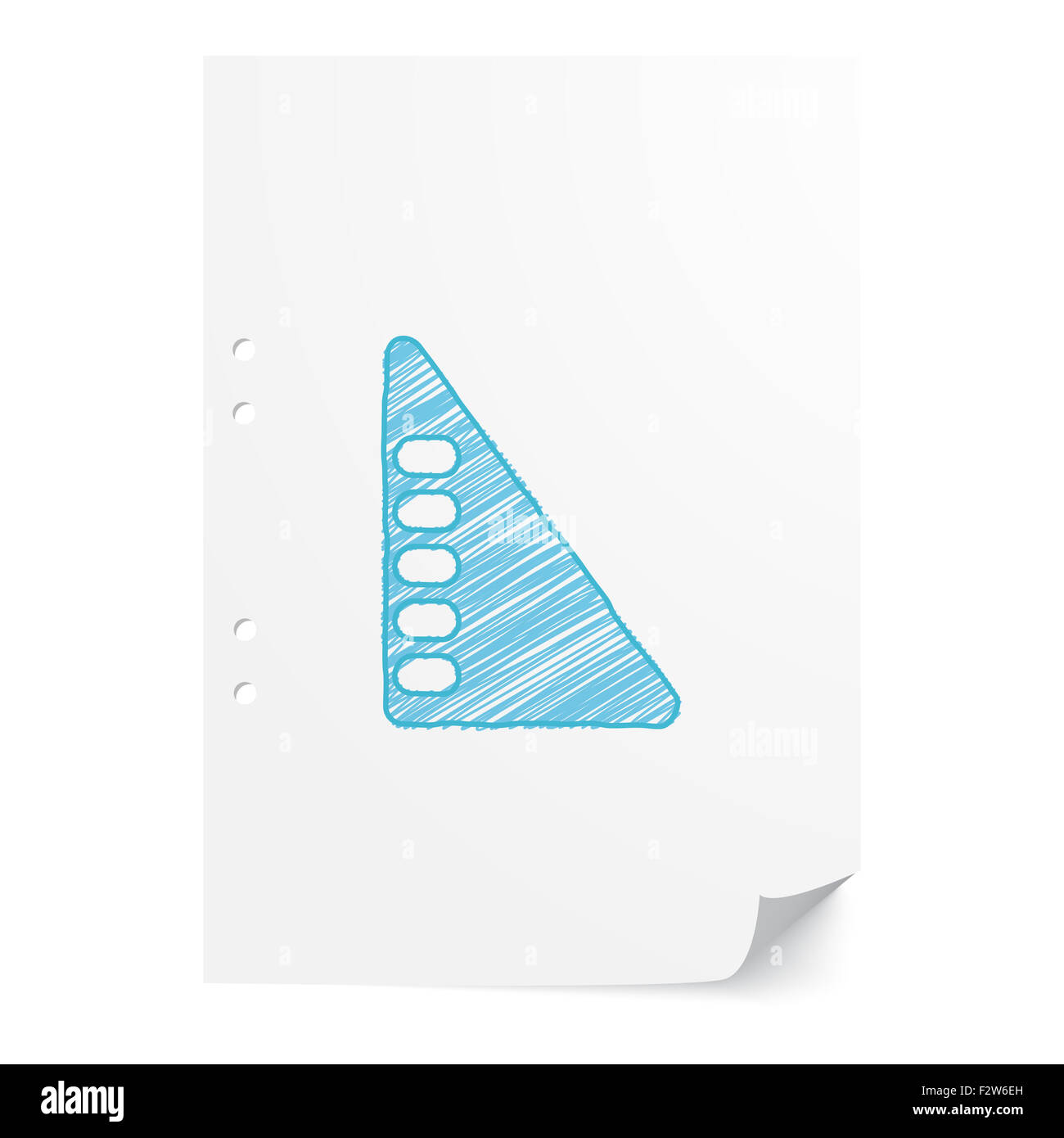 Blue handdrawn Set Square illustration on white paper sheet with copy ...