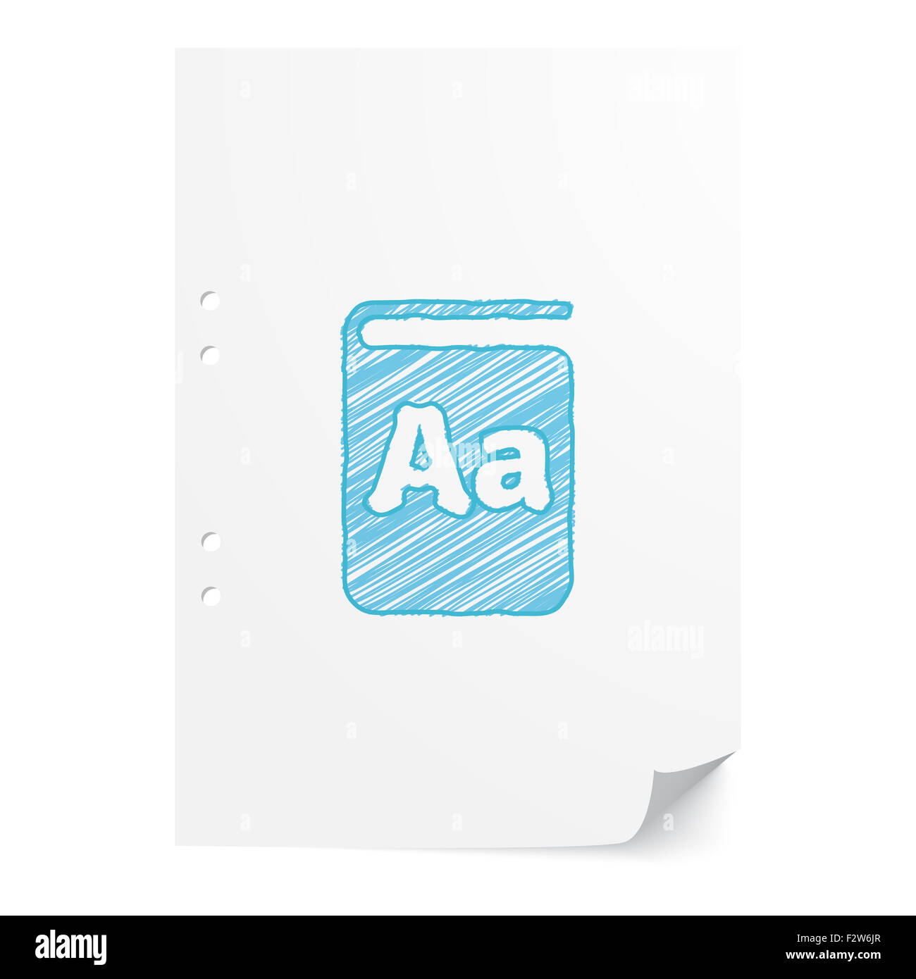 Blue handdrawn Text Book illustration on white paper sheet with copy ...