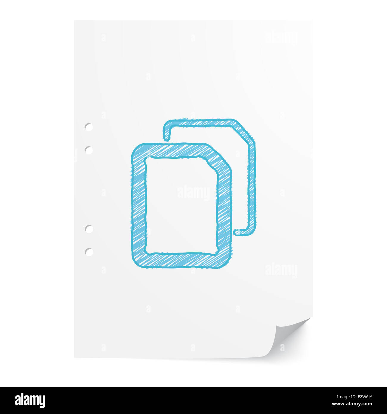 Blue handdrawn Documents illustration on white paper sheet with copy ...