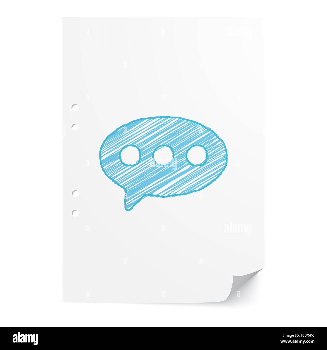 Blue handdrawn Comment illustration on white paper sheet with copy ...