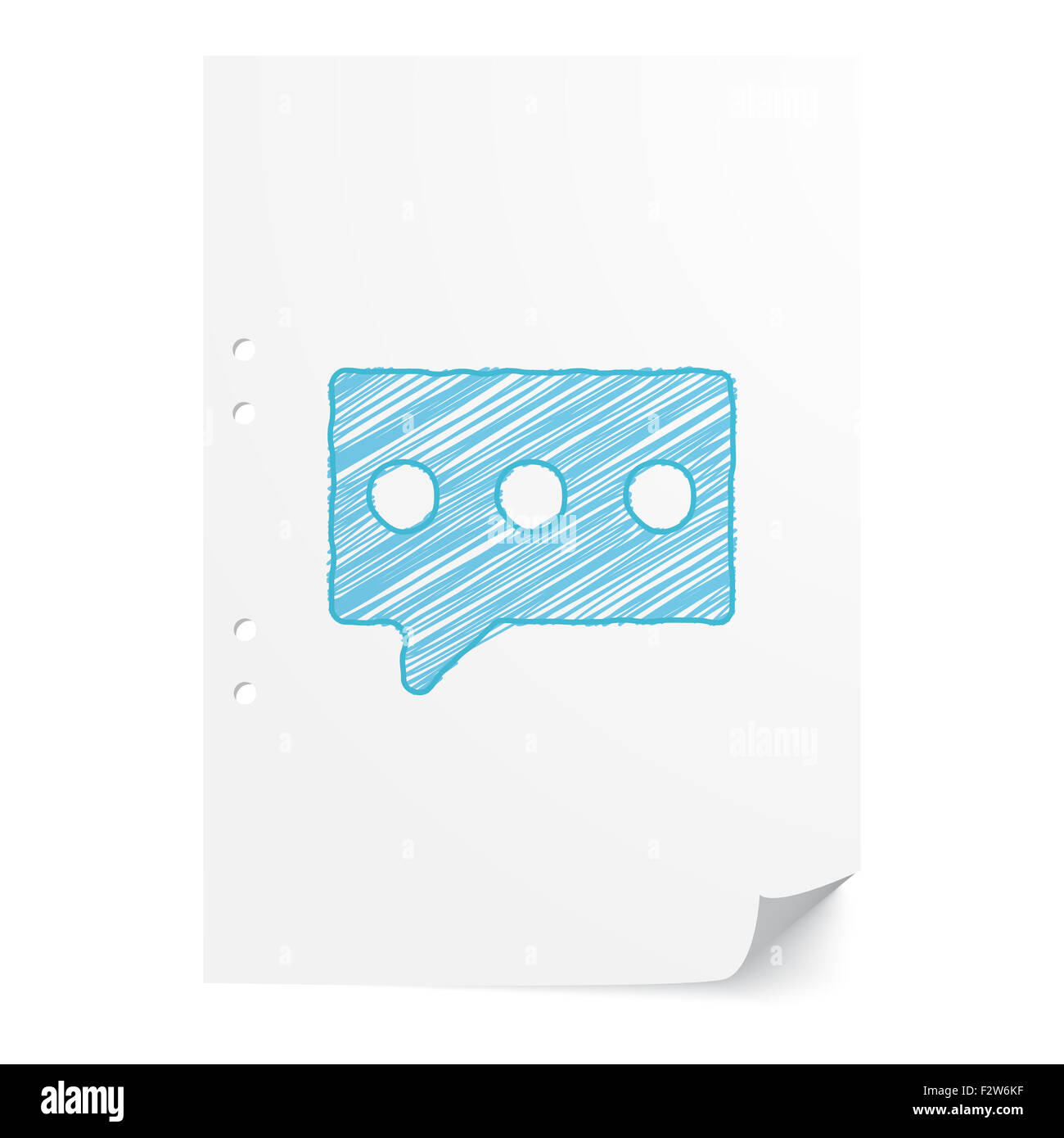 Blue handdrawn Message illustration on white paper sheet with copy ...