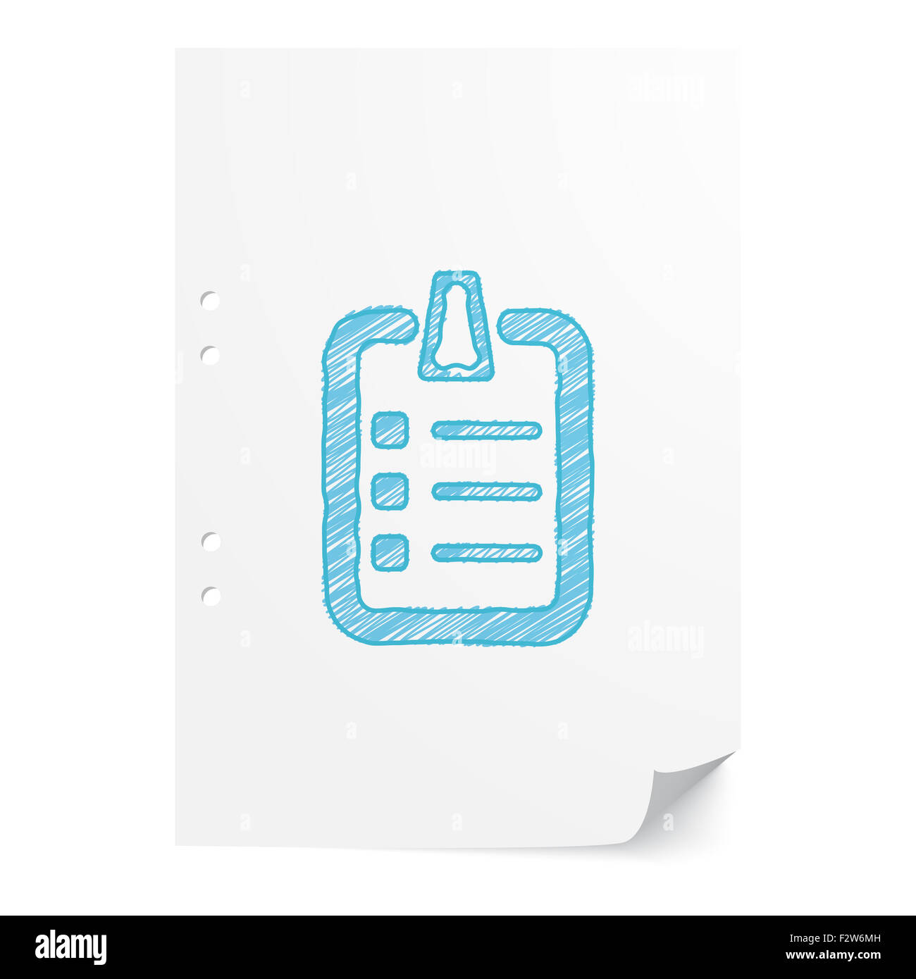 Blue handdrawn Checklist illustration on white paper sheet with copy ...