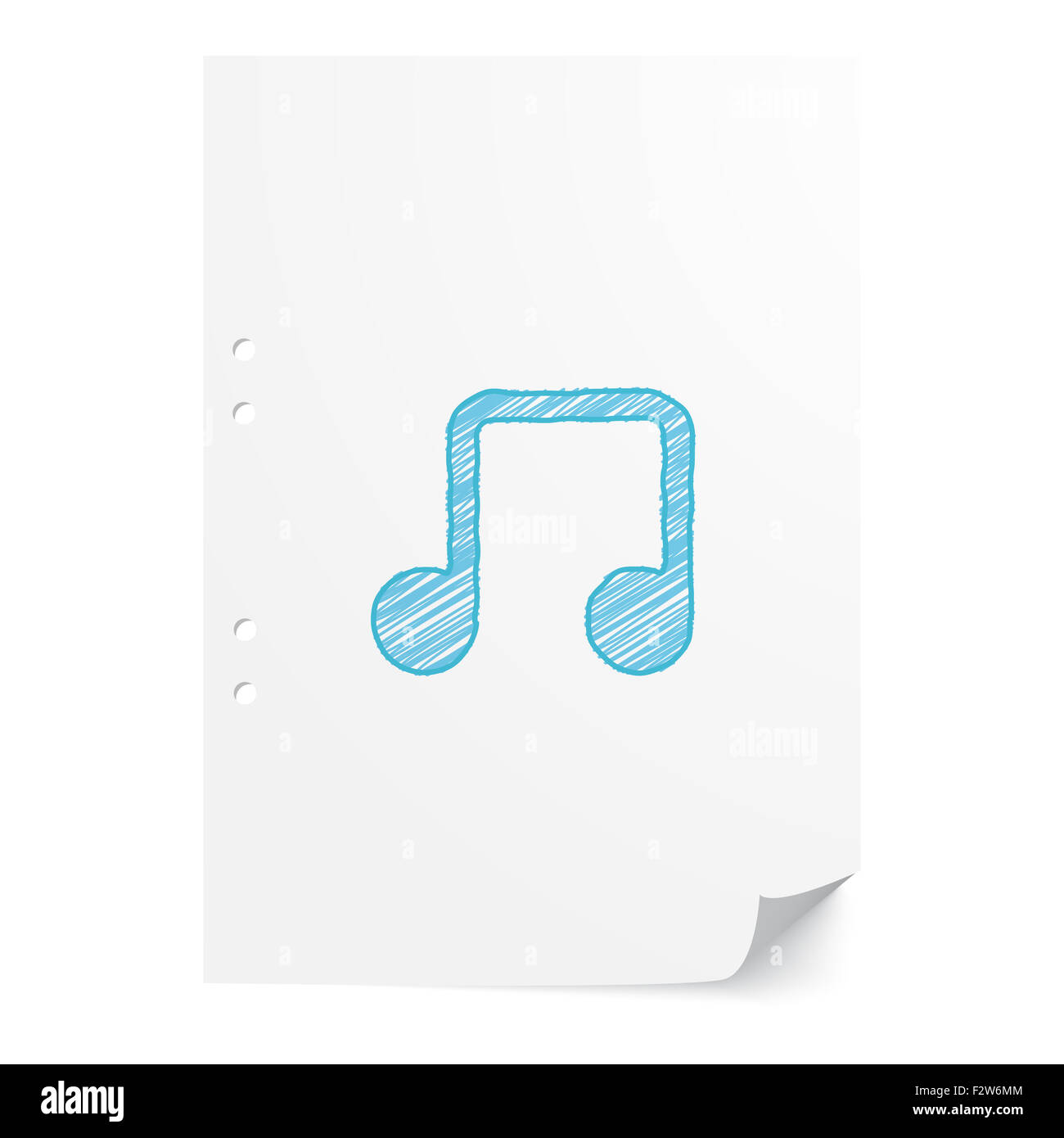 Blue handdrawn Notes illustration on white paper sheet with copy space ...