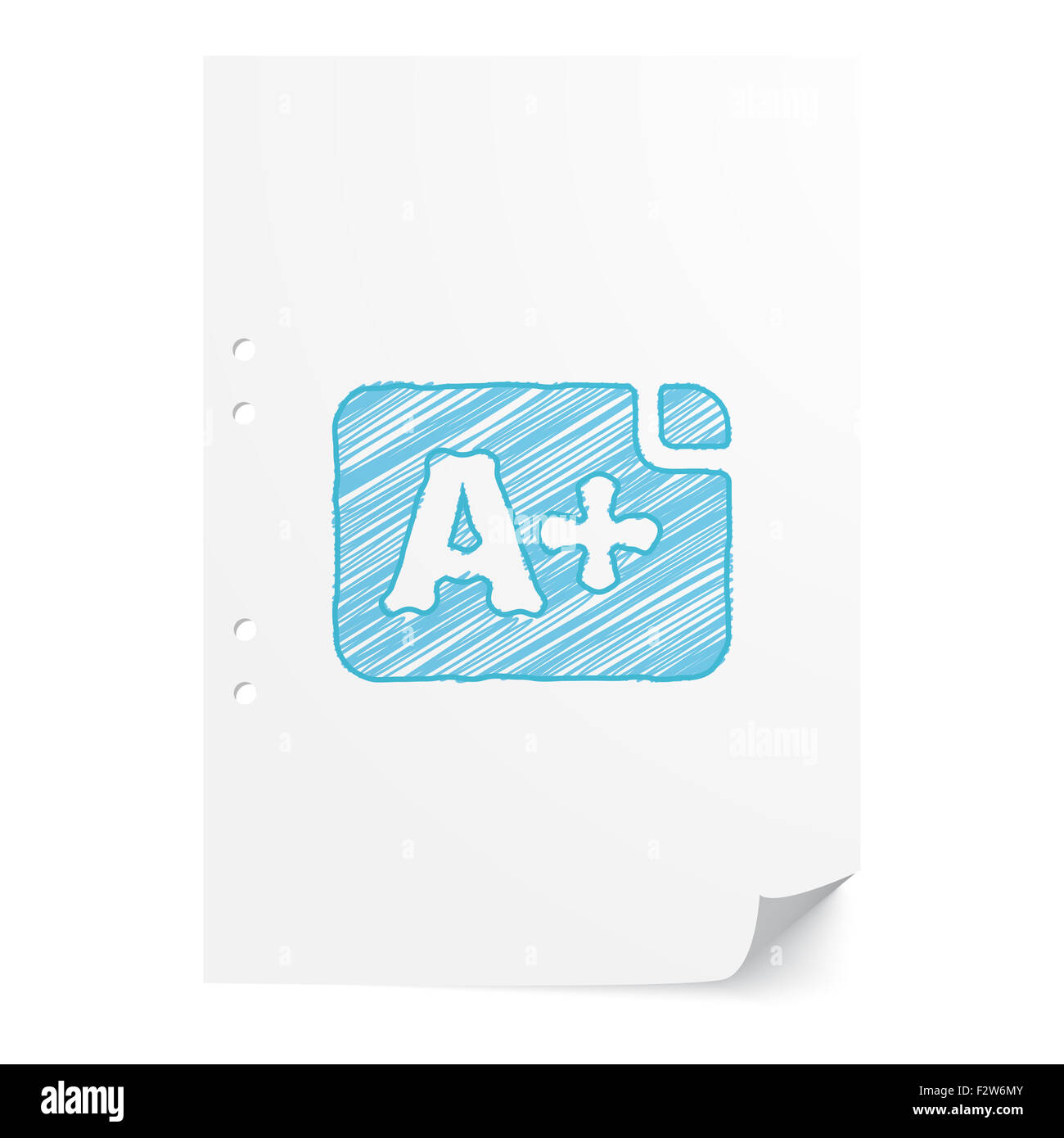 Blue handdrawn Rating illustration on white paper sheet with copy space ...