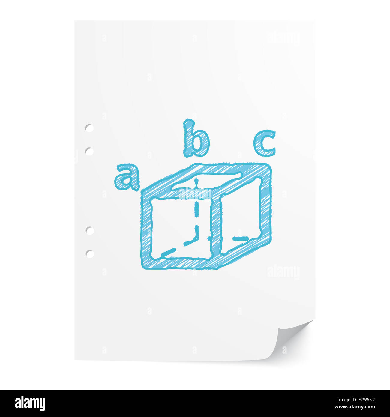 Blue handdrawn Trigonometry illustration on white paper sheet with copy ...