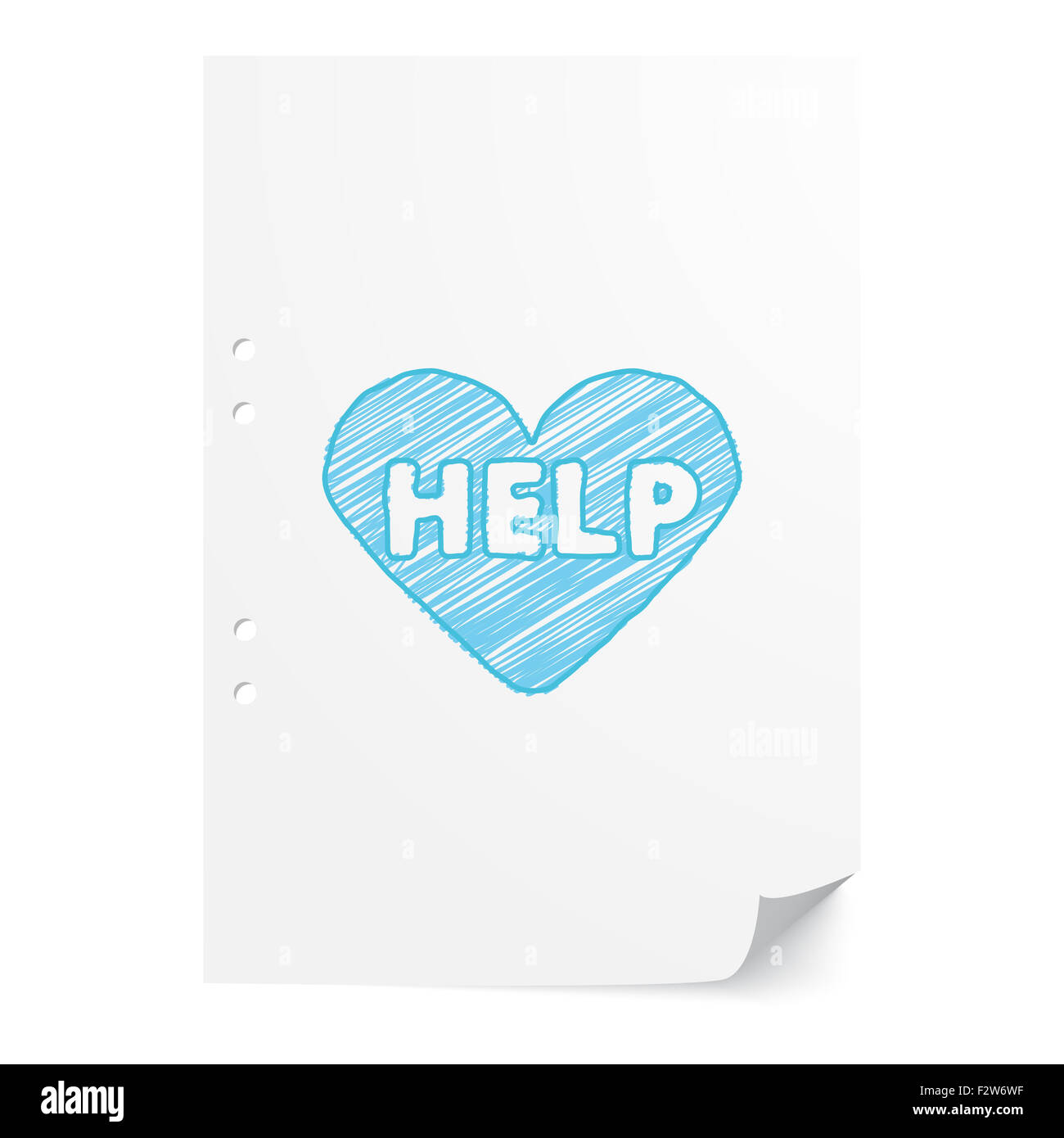 Blue handdrawn Aed illustration on white paper sheet with copy space ...