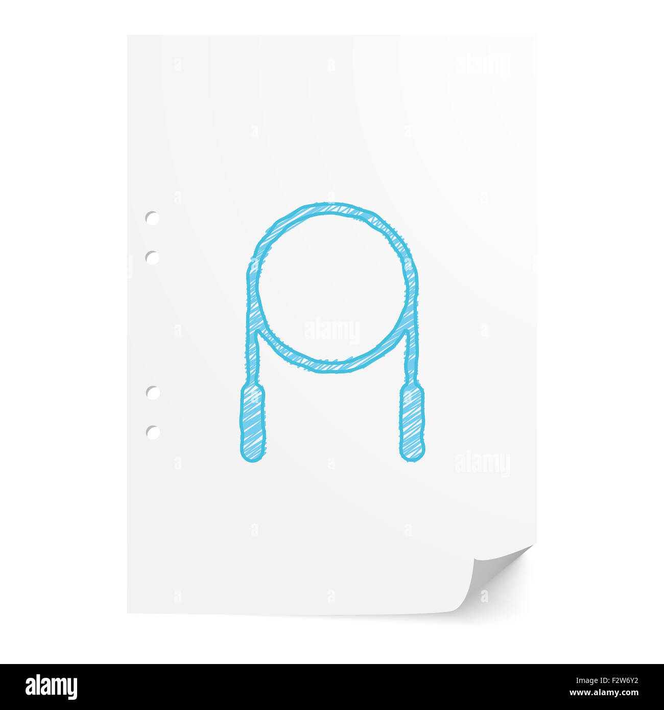 Blue handdrawn Skipping Rope illustration on white paper sheet with ...