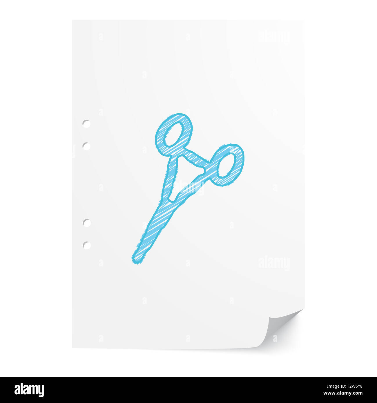 Blue handdrawn Surgical Clamps illustration on white paper sheet with ...