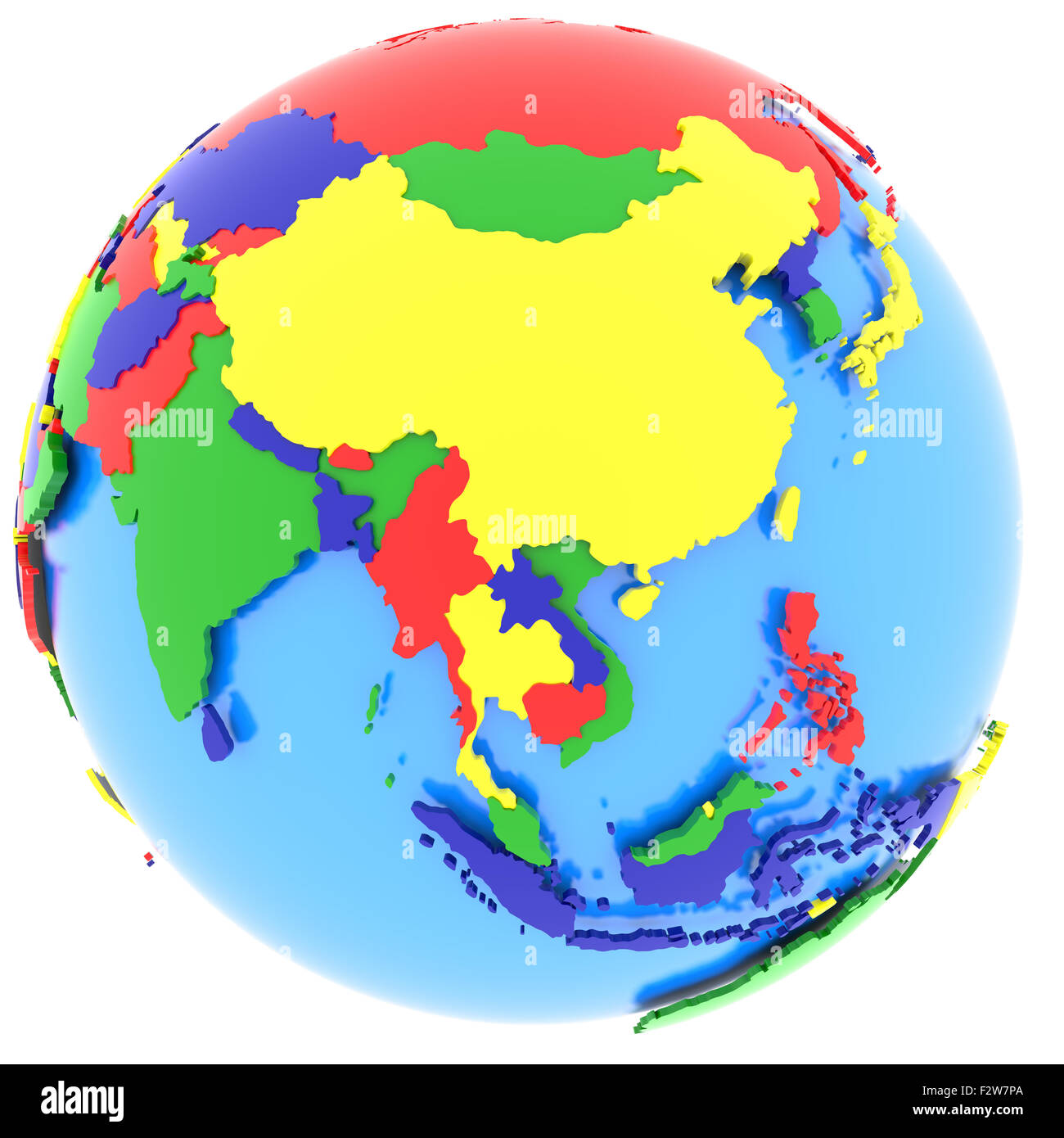 Asia, political map of the world with countries in four colours ...