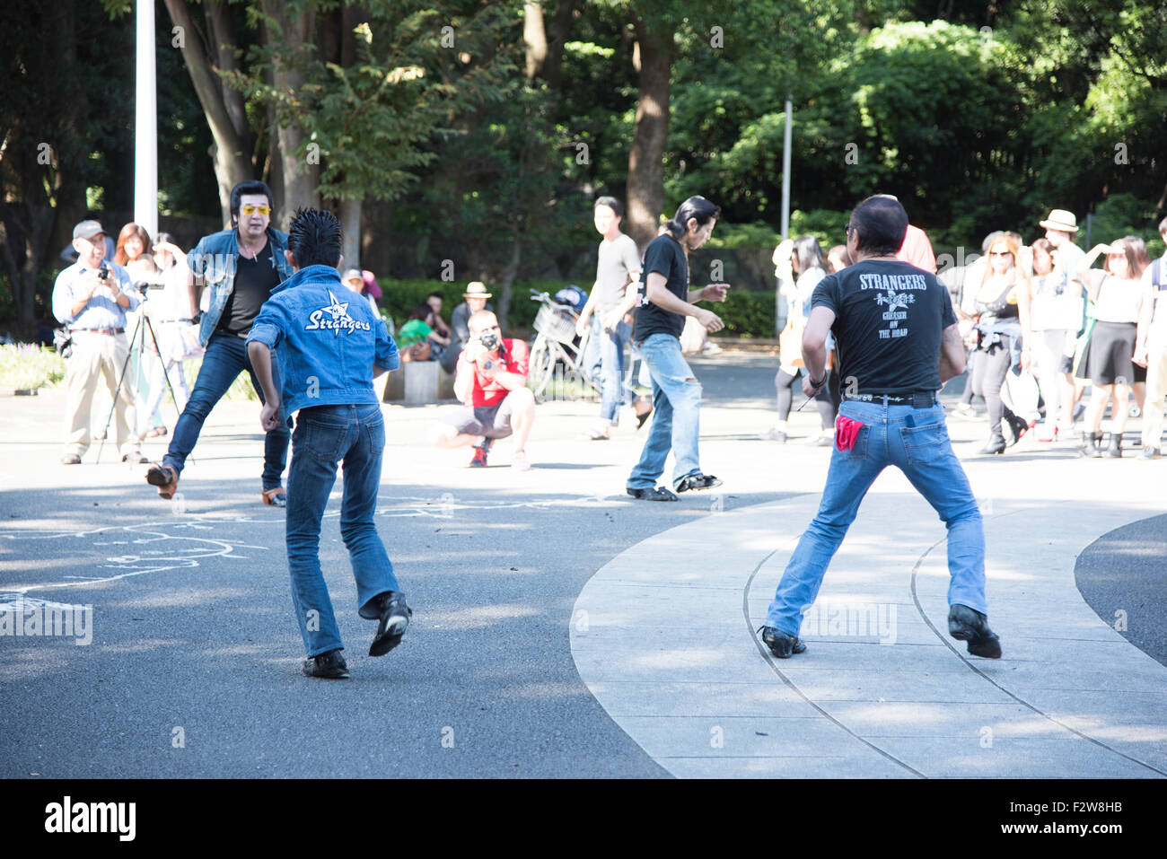 Rockabilly Dancers at entrance of Yoyogi Park,Shibuya,Tokyo,Japan Stock ...