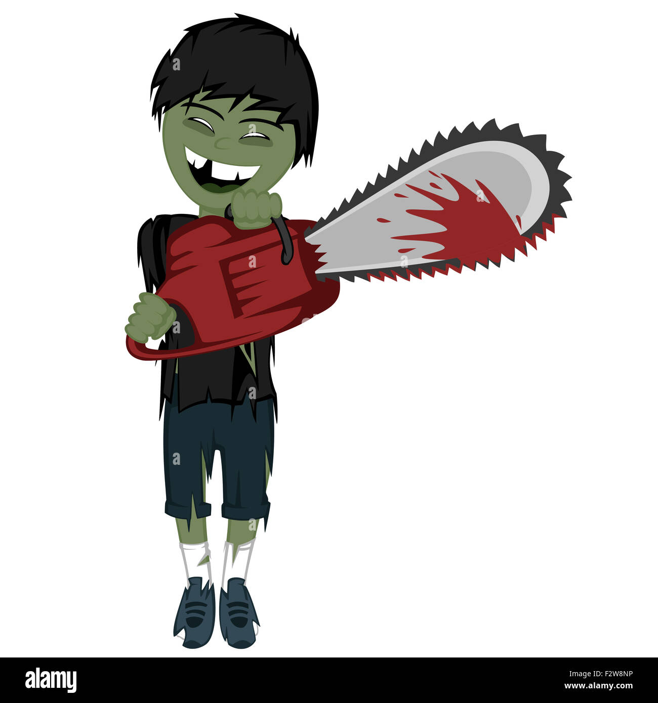 Zombie boy with surprise - Bizarre little zombie boy holding a bloody ...