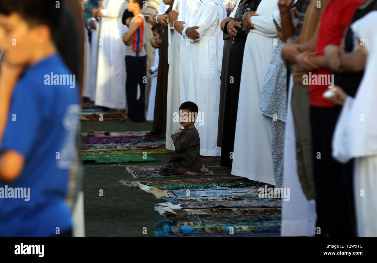 Amman, Jordan. 24th Sep, 2015. Muslims pray during the Eid al-Adha ...