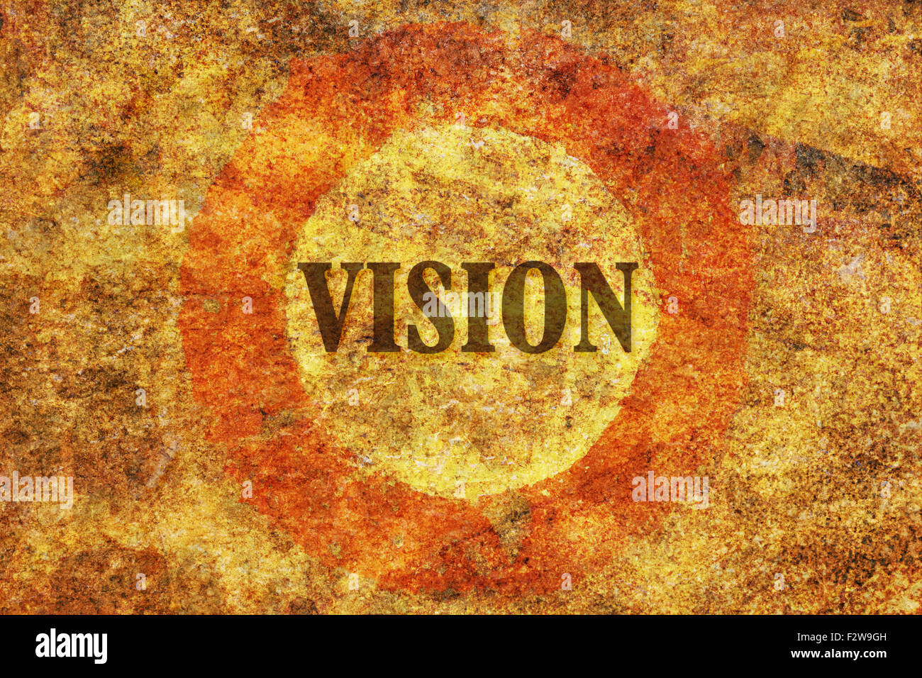 Word Vision in the center of a bright circle on textured background ...