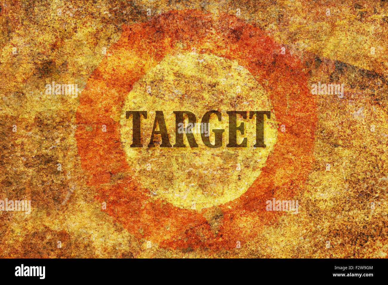 Word Target in the center of a bright circle on textured background ...