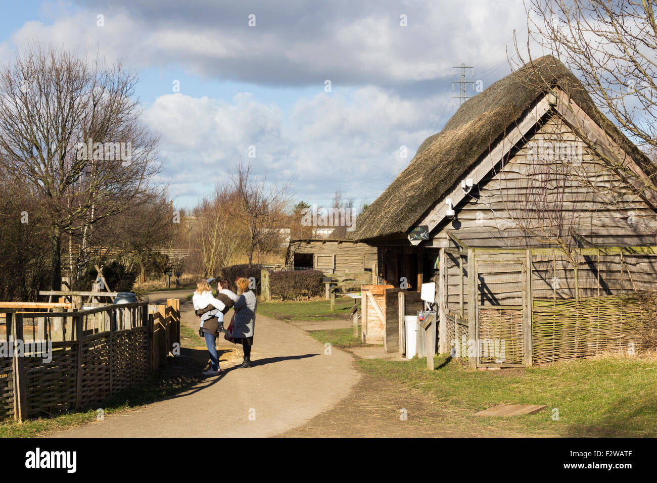Visitors at the working farm, part of the Bede's World museum, Jarrow ...