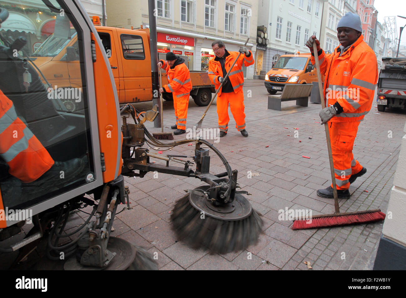 01.01.2015, Flensburg, Schleswig-Holstein, Germany - Employees from the ...