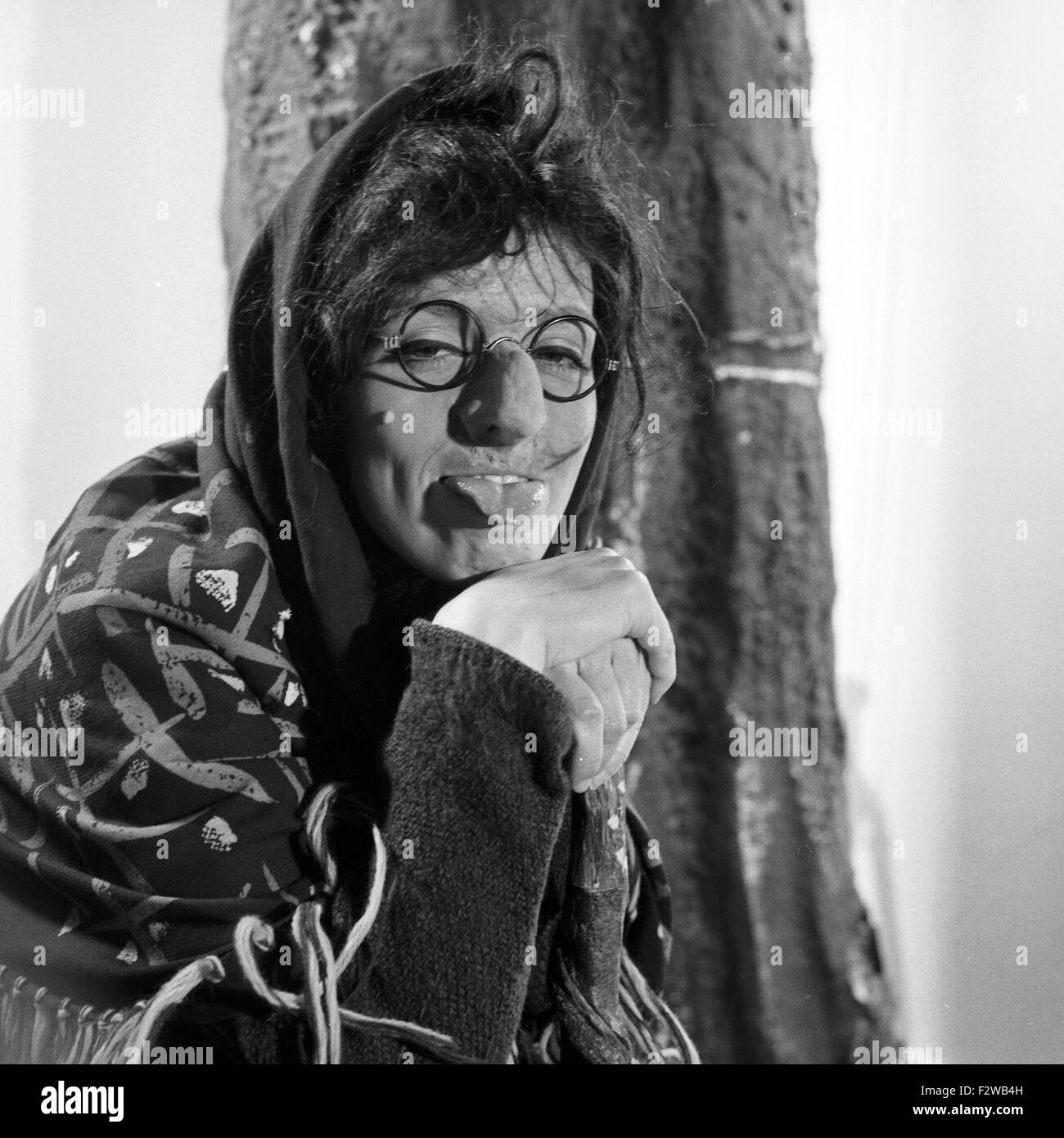 Woman dressed as witch Black and White Stock Photos & Images - Alamy