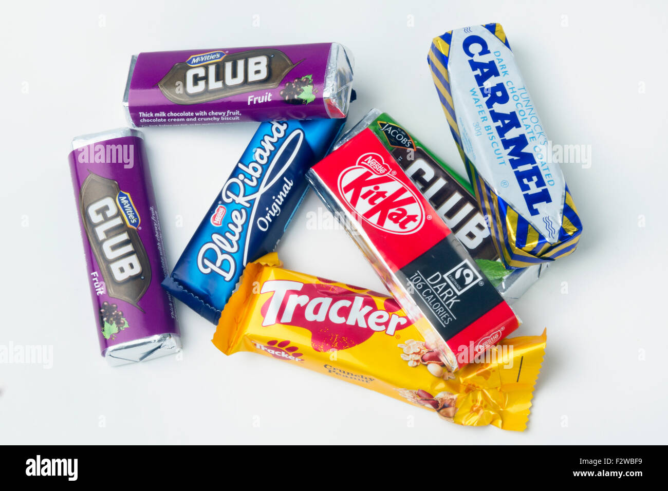 Selection of popular chocolate coated biscuit wafer bars Stock Photo ...