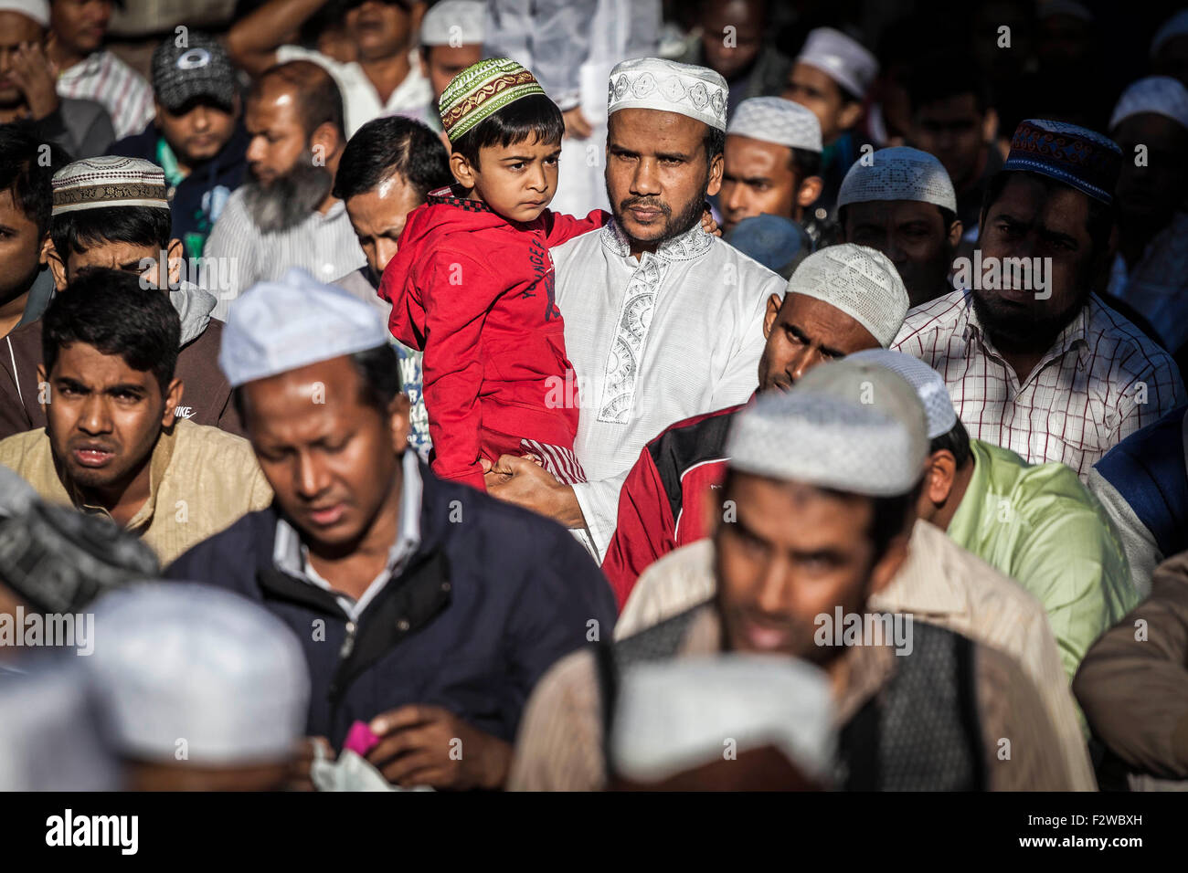 Rome, Italy. 24th Sep, 2015. A Muslims devotee brings his son in ...