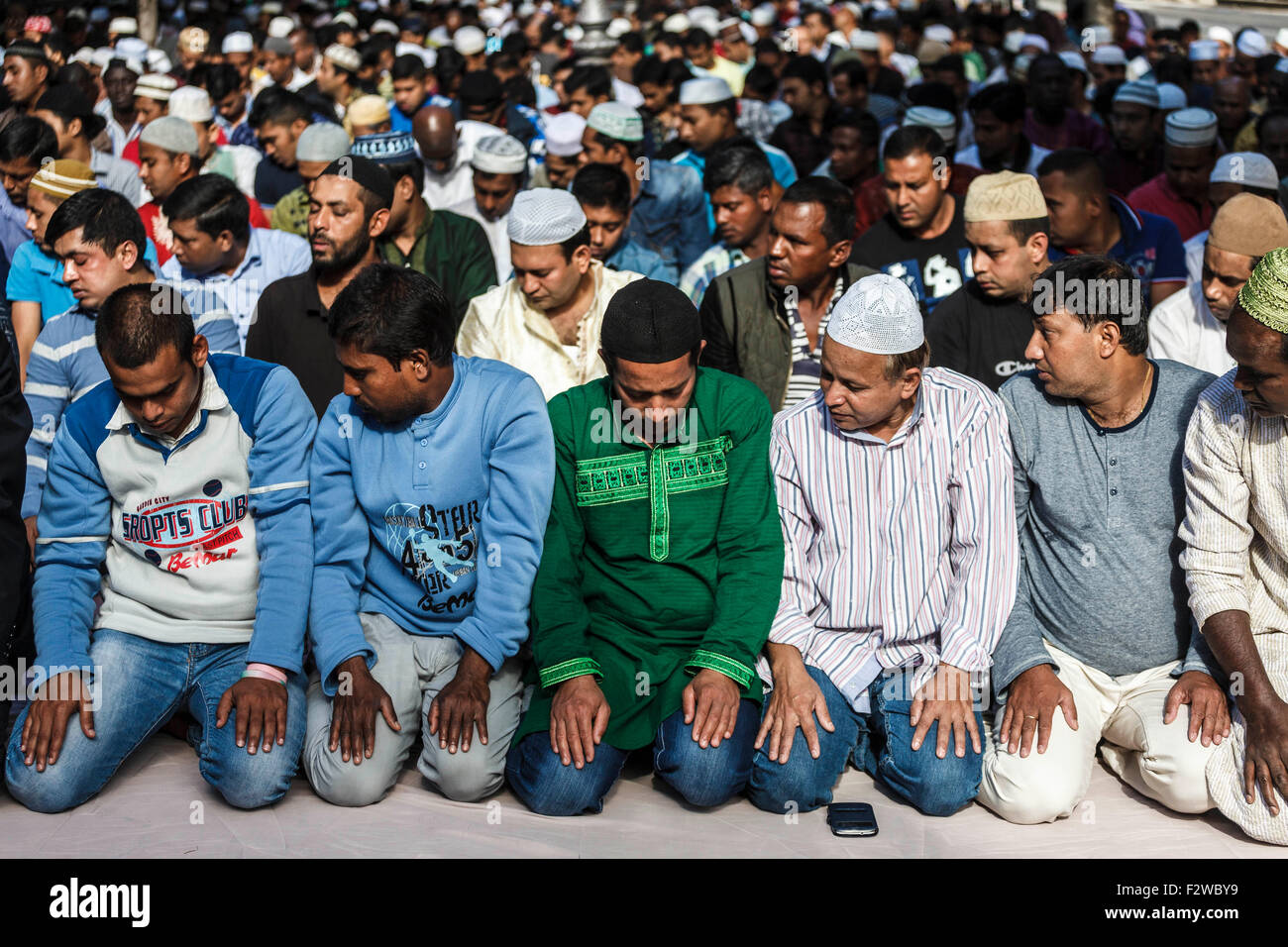 Rome, Italy. 24th Sep, 2015. Muslims devotees attend a morning prayer ...