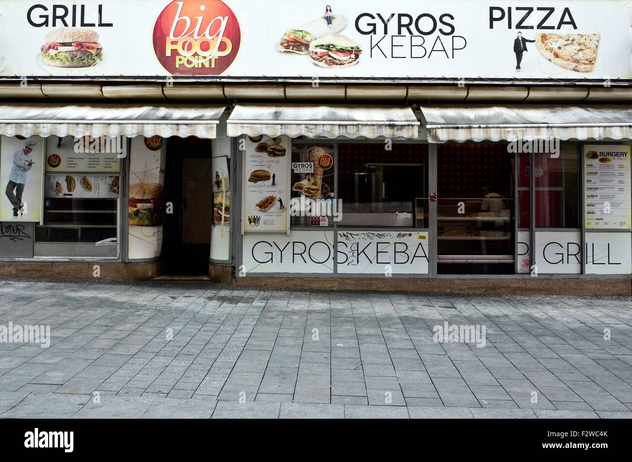 fast food restaurant with pizza, grill and kebab Stock Photo - Alamy