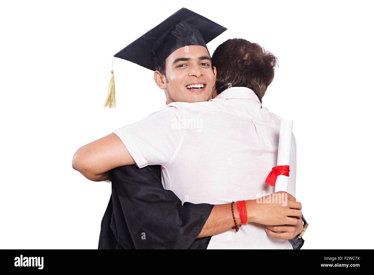 2 indian father and young son Student Hugging Celebration Lawyer Degree ...